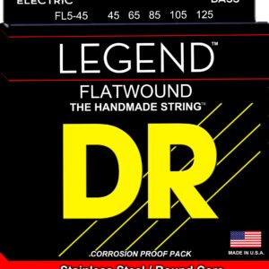 DR Strings Hi-Beam Flats - Flatwound Stainless Steel Round Core 5 String Bass 45-125