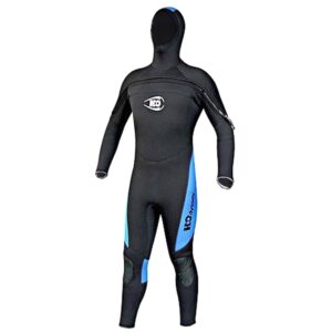 h2odyssey coronado mens hooded wet suit - 7mm neoprene mens suit for scuba diving - front zip wetsuit for men