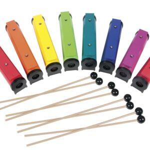 Basic Beat BBRCB8 Diatonic Resonator Chime Bars - Tube-Shaped with Zippered Case, Color-Matched with Boomwhackers & Joia Tubes for Easy Classroom Integration