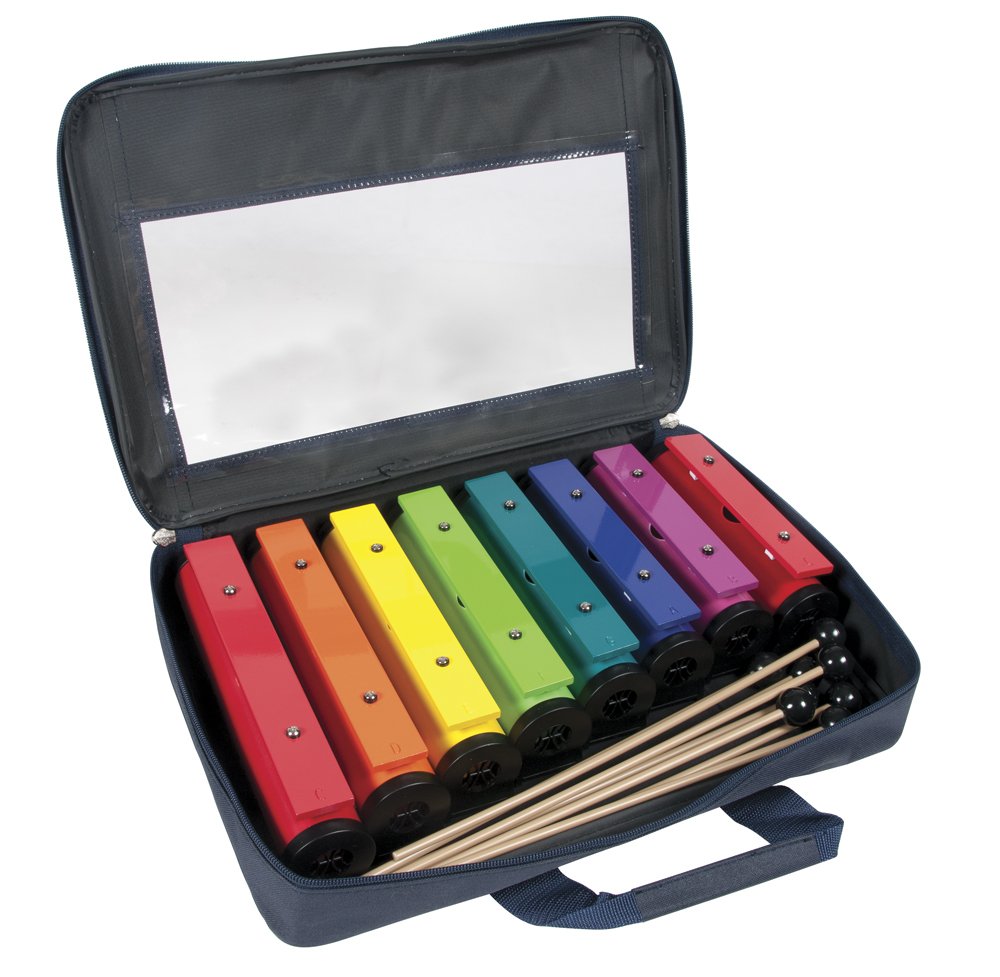 Basic Beat BBRCB8 Diatonic Resonator Chime Bars - Tube-Shaped with Zippered Case, Color-Matched with Boomwhackers & Joia Tubes for Easy Classroom Integration