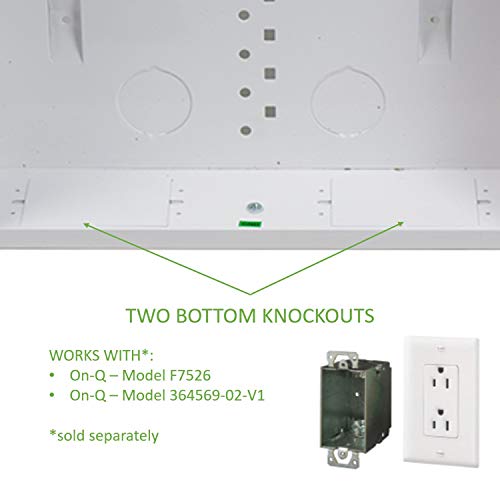 Legrand - OnQ 20 Inch Media Enclosure, 20 Gauge Cable Management Box, Cable Wall Cover with 2.5 Inch Opening for Wires, Recessed Media Box, Glossy White, EN2000, Alloy Steel