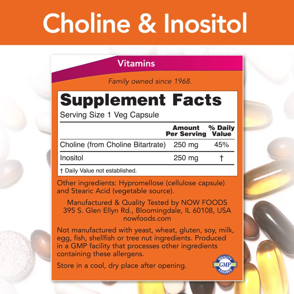 Now Foods Choline & Inositol 500 Mg - 100 Caps