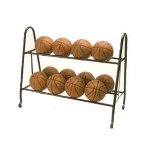 tandem sport 2 tier ultimate ball rack - volleyball/basketball training equipment ball holder - volleyball ball cart - basketball rack - holds 12-15 sports balls