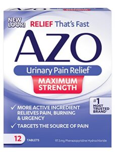 azo urinary pain relief max strength 12 count tablets