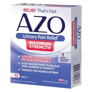 Azo Urinary Pain Relief Max Strength 12 Count Tablets