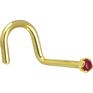 body candy solid 14k yellow gold 1.5mm genuine ruby right nose stud screw 20 gauge 1/4"