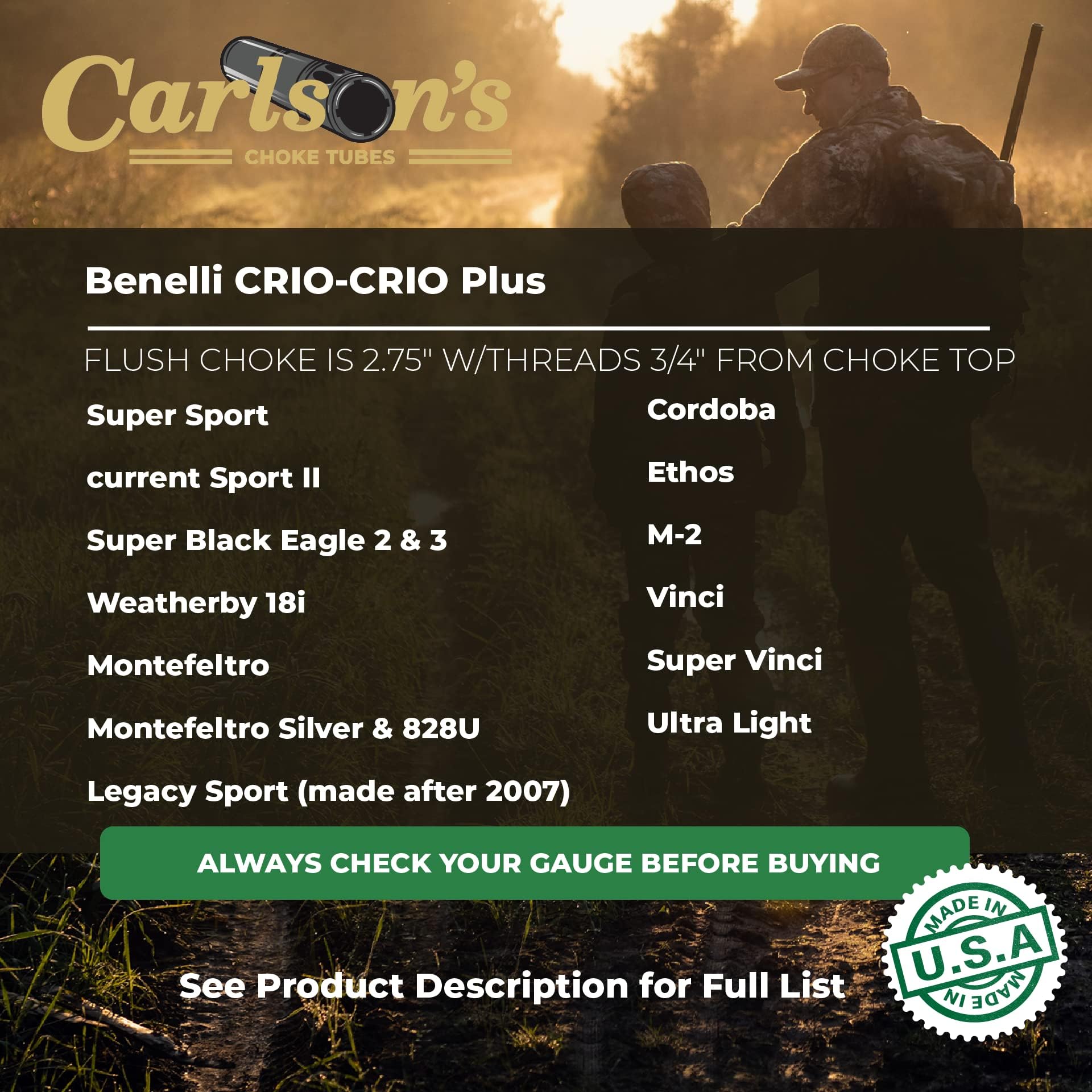 CARLSON'S Choke Tubes 67094 Extended Sporting Clays Choke Tube for Benelli Crio/Plus, 12 Gauge