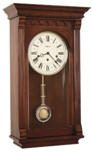 howard miller alcott wall clock 613-229 – windsor cherry, brass pendulum with mechanical, key-wound, single-chime movement