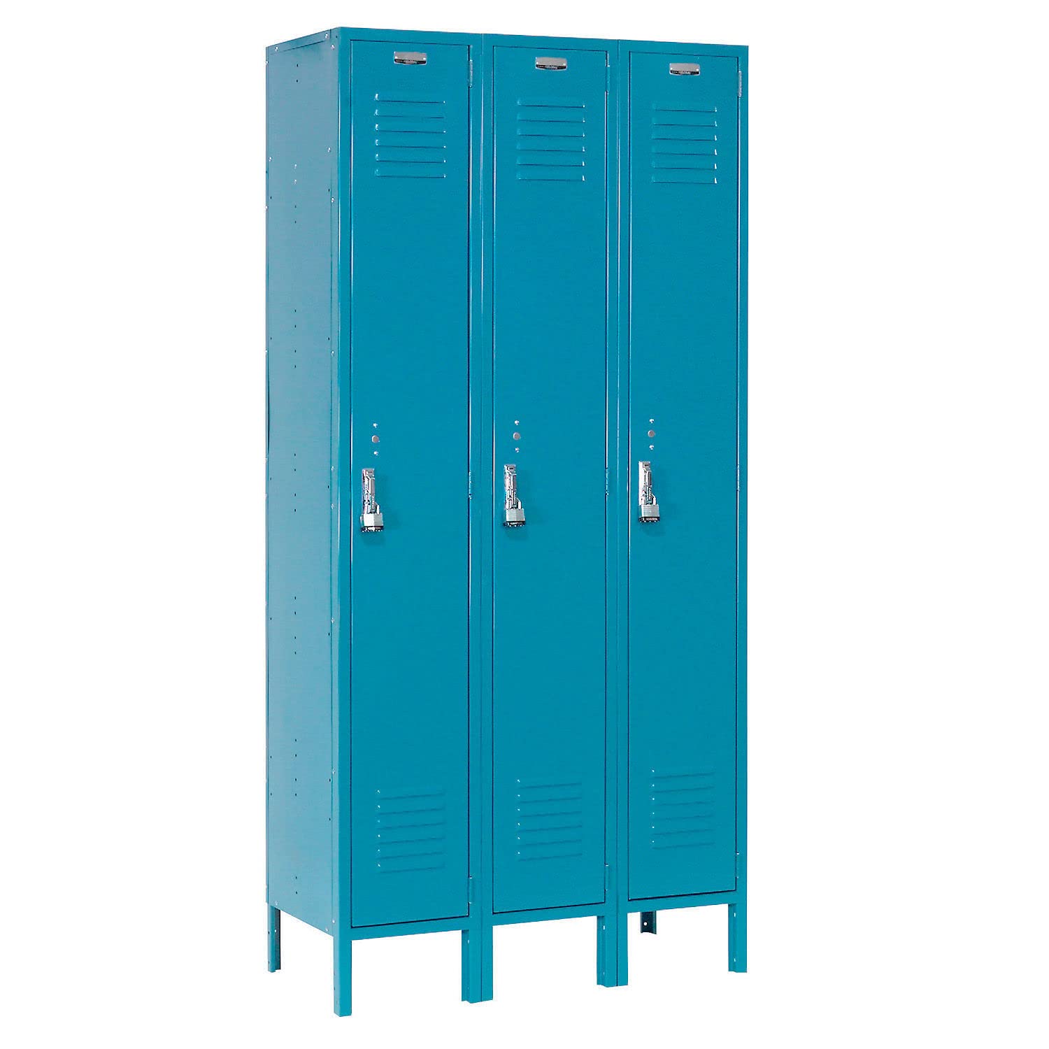 GLOBAL INDUSTRIAL Single Tier Locker, 12x18x60, 3 Door, Ready To Assemble, Blue