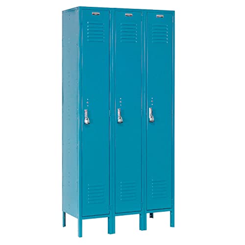 GLOBAL INDUSTRIAL Single Tier Locker, 12x18x60, 3 Door, Ready To Assemble, Blue