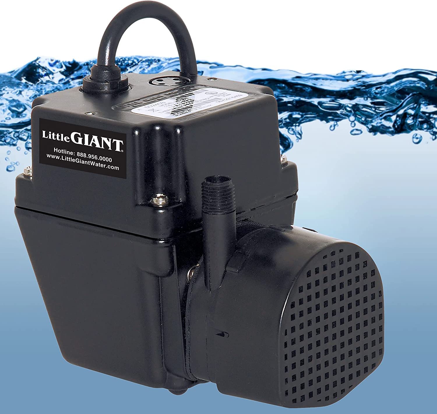 Little Giant 2E-38N In-line/Submersible 300 GPH, 1/40 HP, 115 Volt Manual Small Oil-filled Aluminum Pump with 6-ft. Cord, Black, 502403