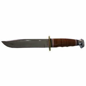 ka-bar marine hunter, stacked leather handle, leather sheath