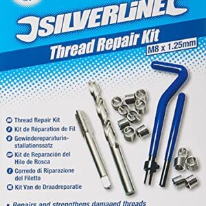 Silverline 347853 Thread Repair Kit Helicoil Type, M8 x 1.25 mm