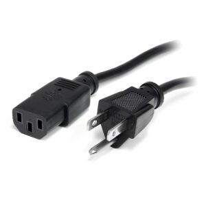 startech.com 3ft (1m) computer power cord, nema 5-15p to c13, 10a 125v, 18awg, black replacement ac power cord, printer power cord, pc power supply cable, monitor power cable - ul listed (pxt101_3)