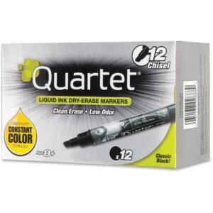 Quartet Dry Erase Markers, Whiteboard Markers, Chisel Tip, EnduraGlide, White Board Dry Erase Pens for Teachers, Home School & Office Supplies, Black, 12 Pack (5001-2M)