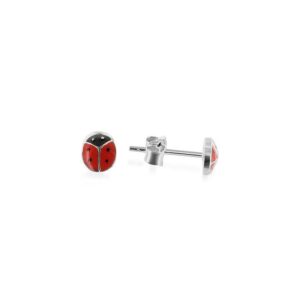 925 sterling silver red ladybug post back stud earrings for women