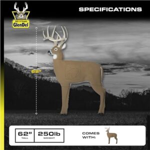 Field Logic GlenDel Full-Rut Buck 3D Archery Target with Replaceable Insert Core, GlenDel Full-Rut Buck w/4-sided insert, brown