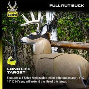 Field Logic GlenDel Full-Rut Buck 3D Archery Target with Replaceable Insert Core, GlenDel Full-Rut Buck w/4-sided insert, brown