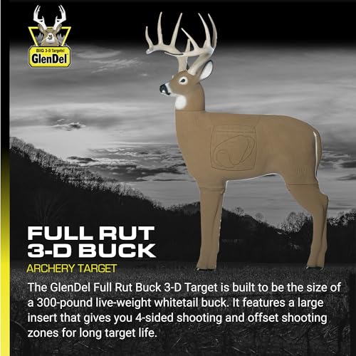 Field Logic GlenDel Full-Rut Buck 3D Archery Target with Replaceable Insert Core, GlenDel Full-Rut Buck w/4-sided insert, brown