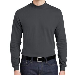 a&e designs upscale men's long sleeve 100% cotton interlock knit mock turtleneck shirt - steel grey, small