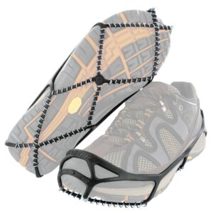 yaktrax walk traction cleats - 360-degree grip on snow, ice, & multi-terrain surfaces - elastic outer band w/ easy-on/off heel tab & 1.2mm zinc-coated steel coils - abrasion & rust resistant - unisex