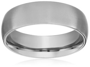 sabrina silver 6mm titanium plain wedding band/thumb ring domed comfort-fit matte finish 5/16 inch size 9