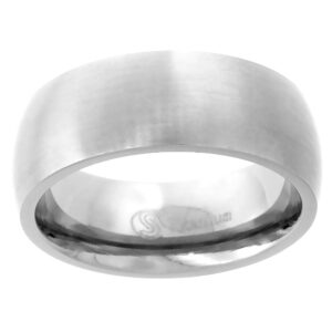 sabrina silver 8mm titanium plain wedding band/thumb ring domed comfort-fit matte finish 5/16 inch size 15