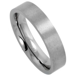 sabrina silver 5mm titanium wedding band/thumb ring plain flat comfort-fit brushed 5/16 inch size 7 1/2