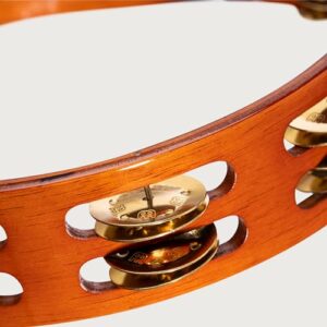 Meinl Percussion Traditional Wood Tambourine with Solid Brass Jingles, Double Row — NOT MADE in CHINA — for All Musicians, 2-YEAR WARRANTY (TA2B-AB)