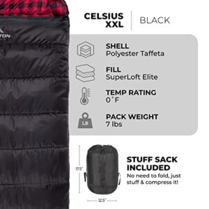 TETON Sports Celsius XXL 0 Degree Sleeping Bag - 0˚F Cold-Weather Sleeping Bag for Adults– Camping Made Easy….and Warm. Compression Sack Included