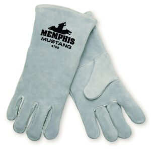 mcr safety 4700 mustang cow leather premium select welder gloves, 13" 1-piece back with reinforced thumb, sewn with dupont kevlar thread, insulated, x-large, 1-pair