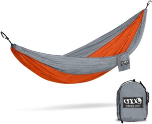 eno, eagles nest outfitters doublenest lightweight camping hammock, 1 to 2 person, orange/grey