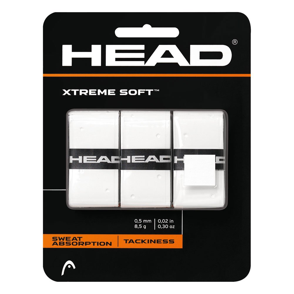 Head Xtreme Soft Racquet Overgrip Tennis Racket Grip Tape 3 Pack White, White, Pack US