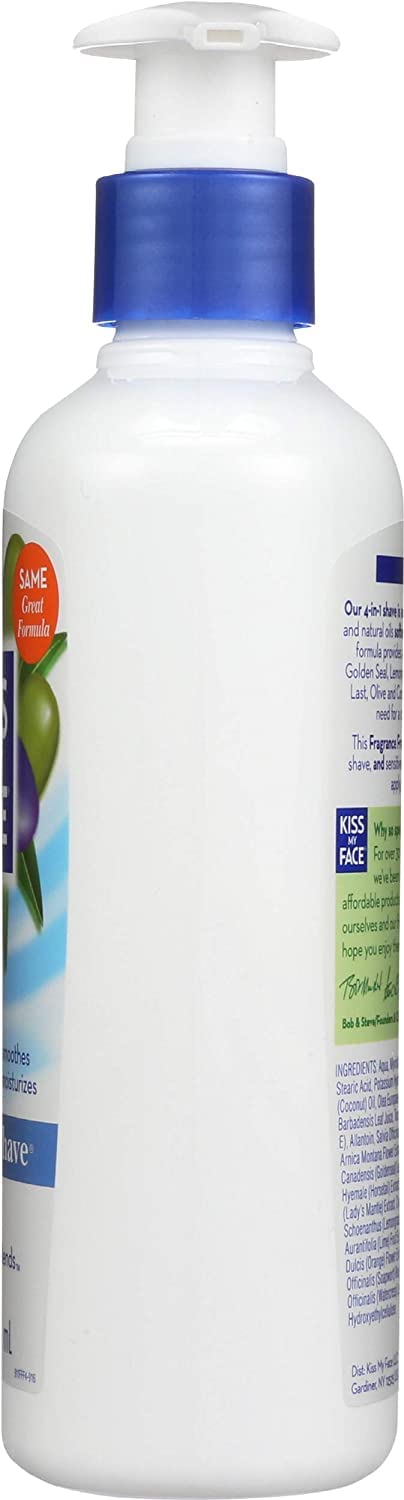 Kiss My Face Moisture Shave Fragrance Free 4-in-1 Pump, 11 Fl Oz (Pack of 2)