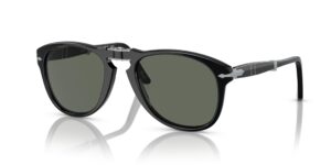 persol po0714 aviator sunglasses, black/green polarized, 54 mm