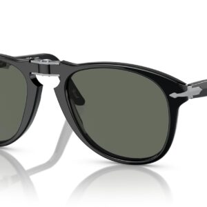 Persol PO0714 Aviator Sunglasses, Black/Green Polarized, 54 mm