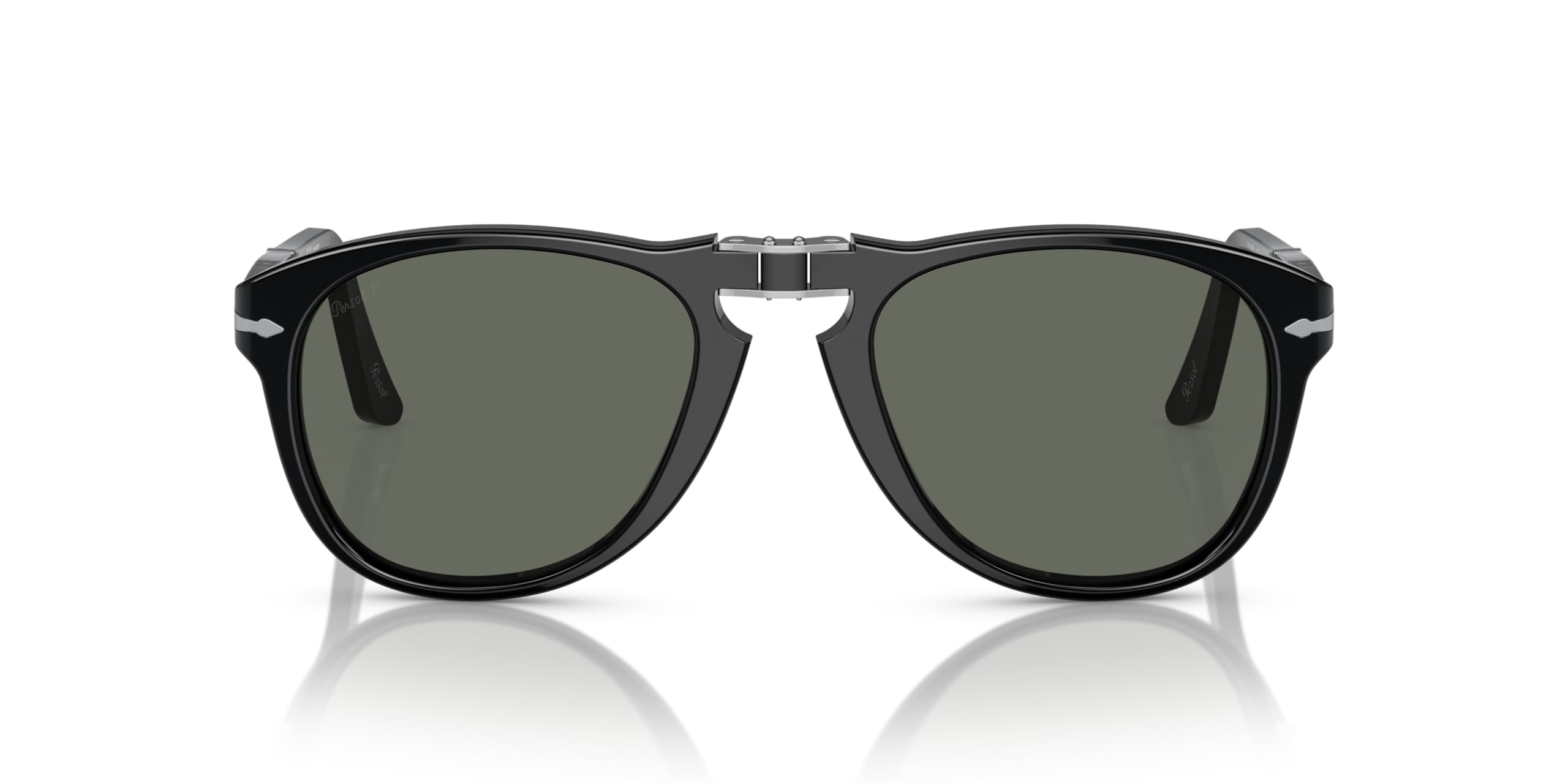 Persol PO0714 Aviator Sunglasses, Black/Green Polarized, 54 mm