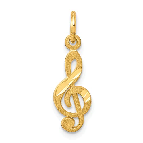 FindingKing 10K Gold Treble Clef Music Note Charm Musical Jewelry