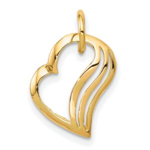 findingking 10k yellow gold heart charm love valentines jewelry