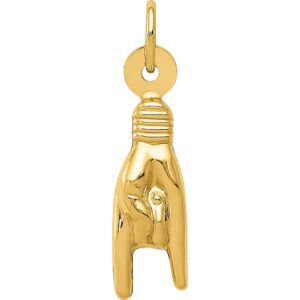 findingking 14k yellow gold mano cornuto italian hand sign charm