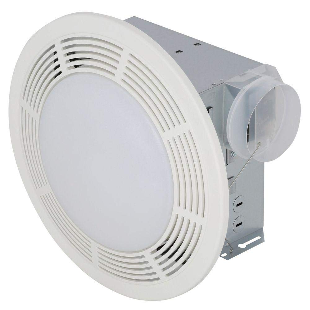 Broan-NuTone 751 Round Fan and Light Combo for Bathroom and Home, White Grille with Glass Lens, 100-Watts, 5.0 Sones, 100 CFM