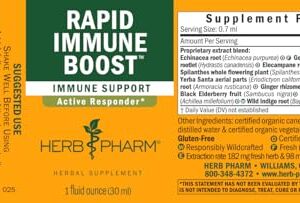 Herb Pharm Organic Rapid Immune Boost: Fast-Absorbing Tincture for Adults, Echinacea Tincture with Goldenseal, Ginger Extract & Elderberry, Immune Support Supplement & Wellness Aid, 1 Oz