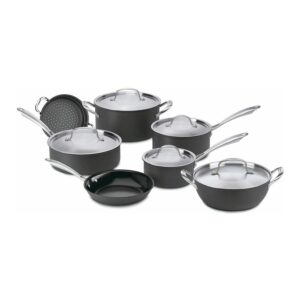 cuisinart gg-12 greengourmet hard anodized 12-piece set, black/stainless steel