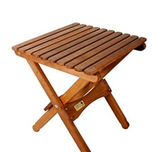 BYER OF MAINE - Pangean Folding Wooden Table, Hardwood Portable Table for Deck, or Camping, Use Indoors or Outdoors - 18" H x 16" W x 16" D