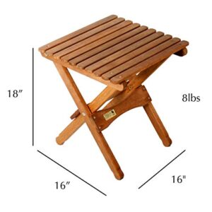 BYER OF MAINE - Pangean Folding Wooden Table, Hardwood Portable Table for Deck, or Camping, Use Indoors or Outdoors - 18" H x 16" W x 16" D