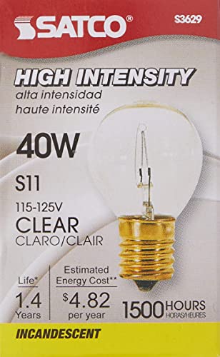 Satco S3629 Intermediate Base 40-Watt S11 Light Bulb, Clear, 1 Count (Pack of 1)