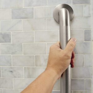 Moen Bathroom Safety 24-Inch Shower Grab Bar with a Slip-Resistant Peened Texture and Concealed Screws for Handicapped or Elderly, R8724P