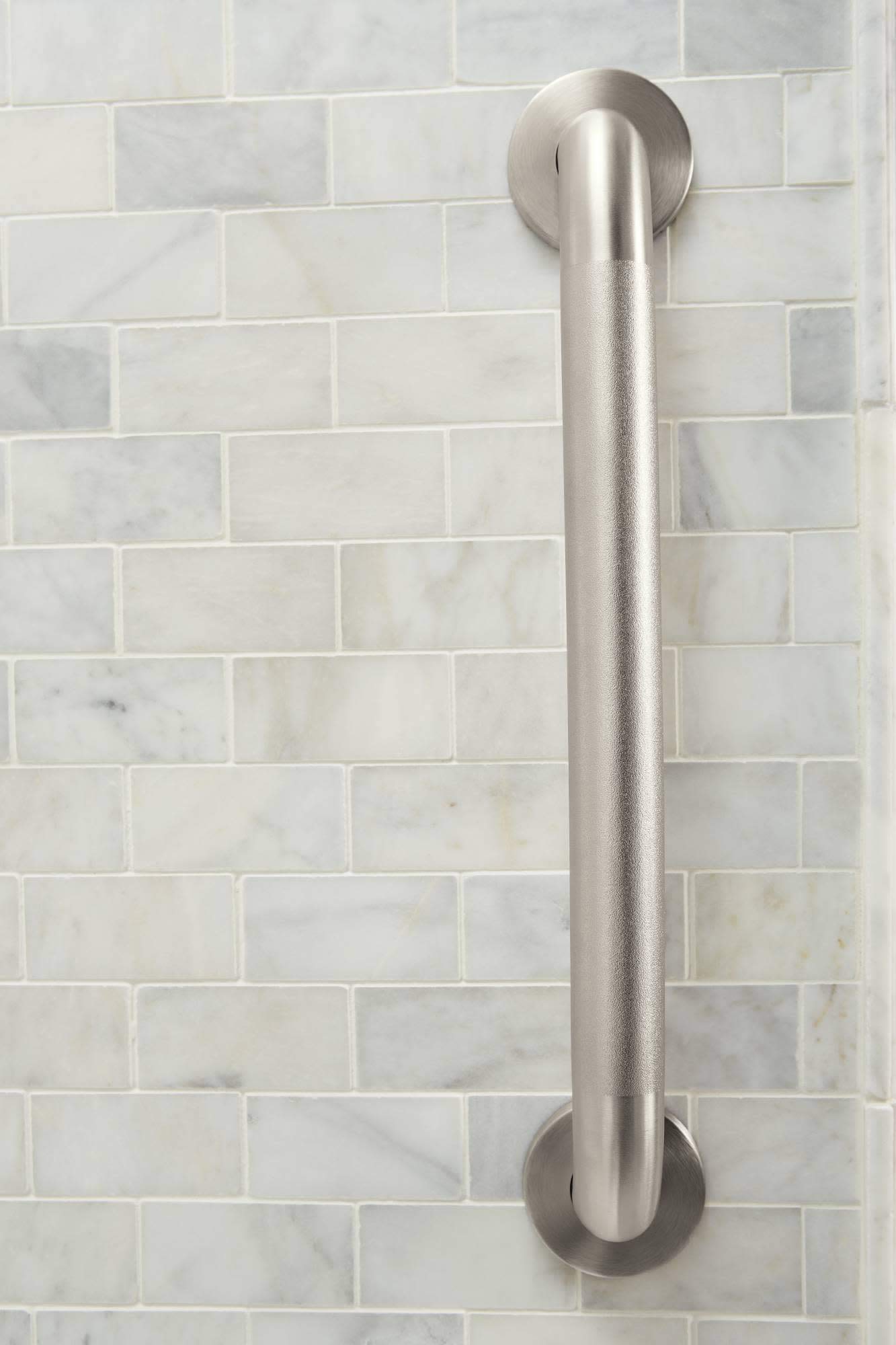 Moen Bathroom Safety 24-Inch Shower Grab Bar with a Slip-Resistant Peened Texture and Concealed Screws for Handicapped or Elderly, R8724P