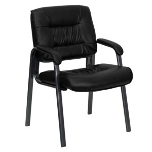 flash furniture haeger black leathersoft executive side reception chair with titanium gray powder coated frame