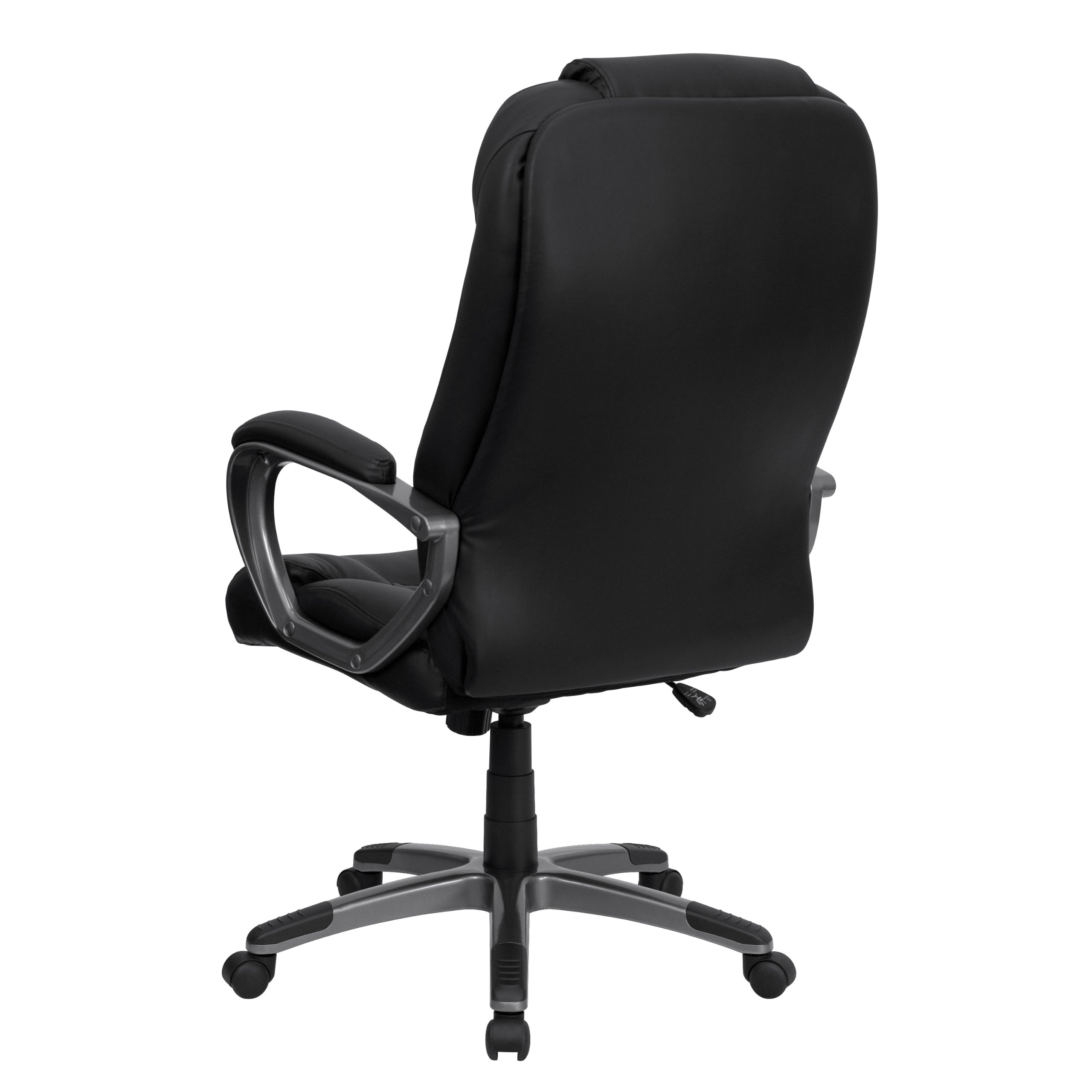 Flash Furniture High Back Black LeatherSoft Executive Swivel Office Chair with Titanium Nylon Base and Arms